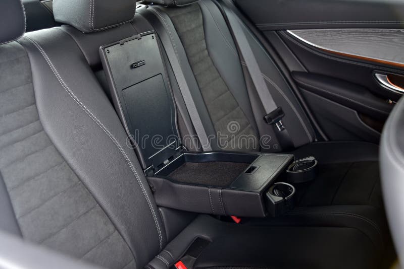 Armrest in the Car with Cup Holder for Rear Seats Row Stock Image ...