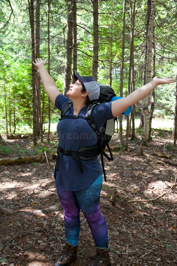 Freedom in the forest stock photo. Image of knapsack - 158460474