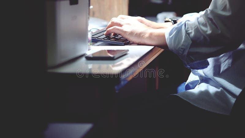 A Person Who Working on Desktop Computer Stock Image - Image of work ...