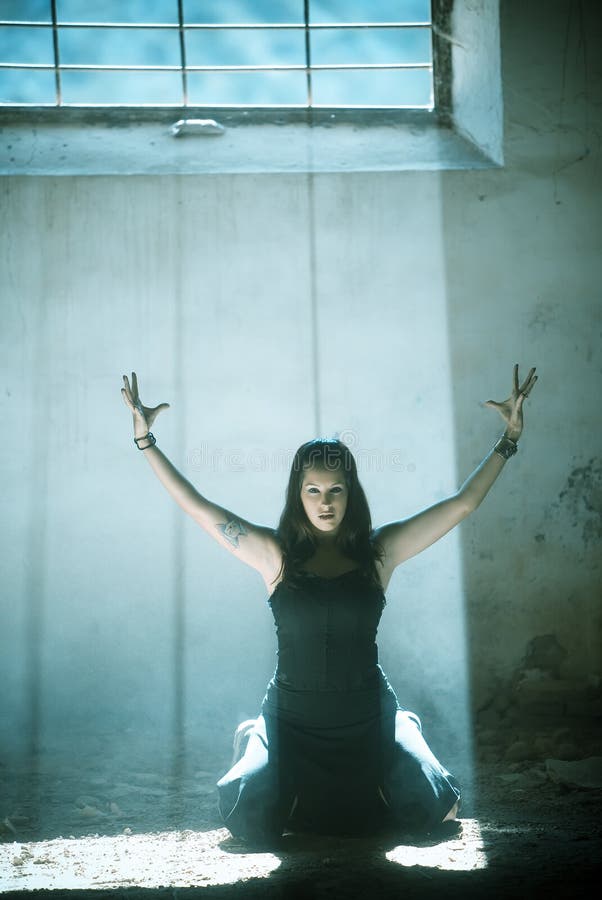 Laying girl on the forest stock photo. Image of gothic - 11371448