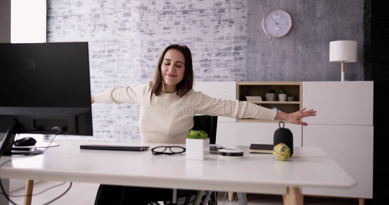 Arms Stretch Exercise Sitting at Desk Stock Photo - Image of worker ...