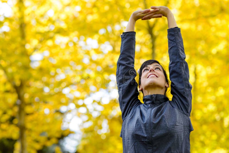 Arms Up for Stretching Outside Stock Image - Image of copy, arms: 27662077
