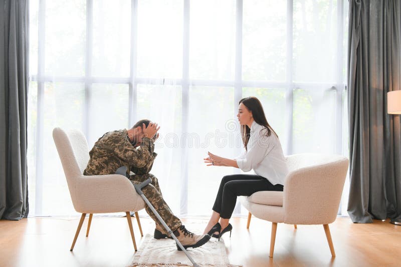 Army Anger, Ptsd and Man in Therapy with Stress from War and a ...