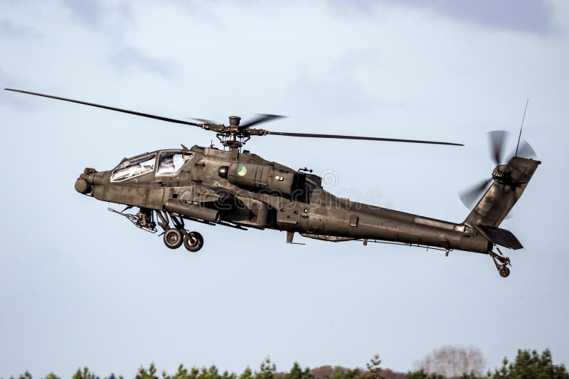 Army Boeing AH-64D Apache Attack Helicopter in Flight. Eindhoven, the ...