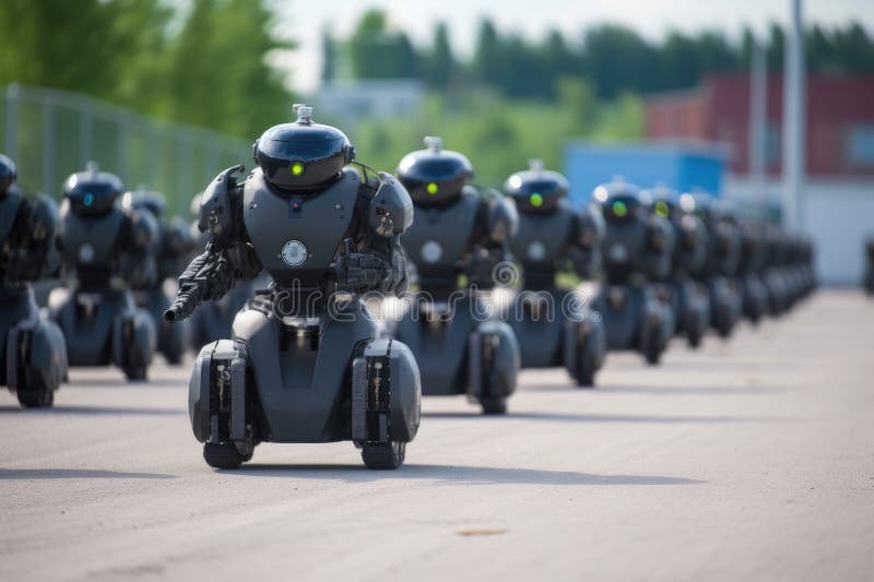 Army Bots Marching in Formation Stock Illustration - Illustration of ...