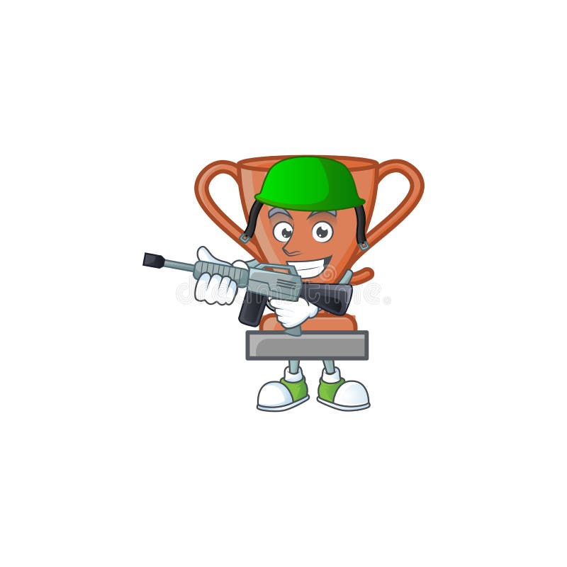 Winner Army Man with Trophy and Kids Vector Illustration Stock ...
