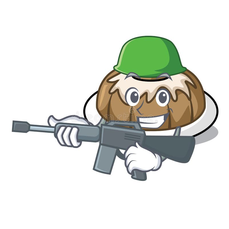 Army Bundt Cake Character Cartoon Stock Vector - Illustration of dish ...