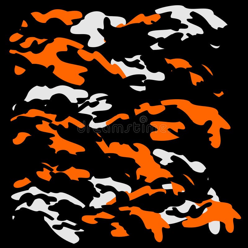 Army Camouflage Seamless Pattern, Orange and White on the Black ... Army Camouflage Seamless Pattern, Orange and White on the Black ...