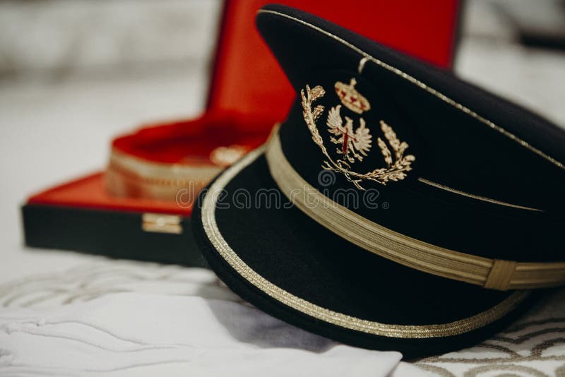 Spanish Army Cap Close Up Detail Stock Photo - Image of blue, symbol ...