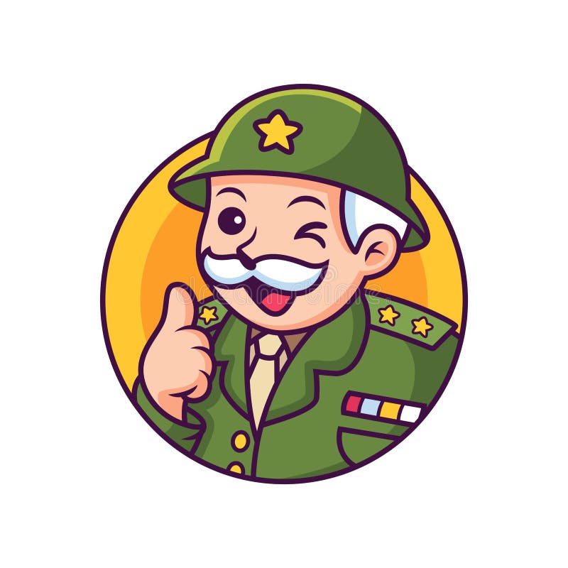 Army Cartoon with Funny Expression. Vector Icon Illustration, Isolated ...