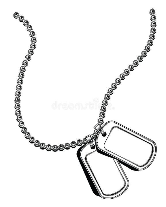 Army Chain with Name Tag Isolated on White Stock Vector - Illustration ...