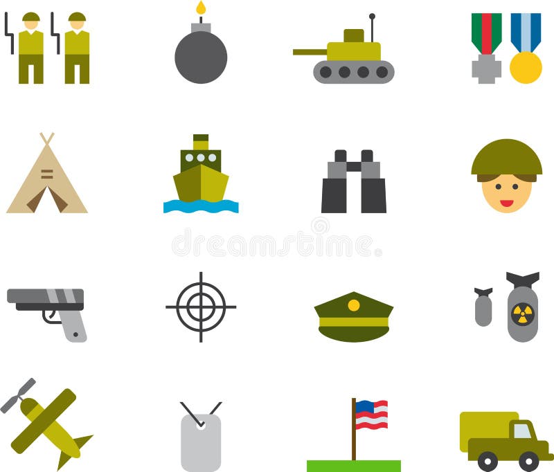 Military icons stock vector. Illustration of collection - 28567604