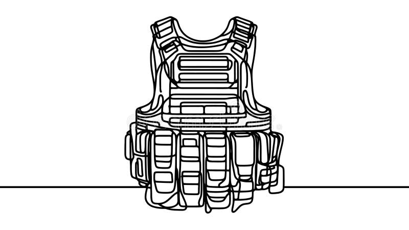 Army Combat Vest Part of Military and Army Force Equipment Hand Drawn ...