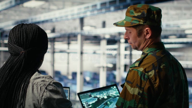 Air Defense Commander Using Radar Systems on Tablet App Stock Footage ...