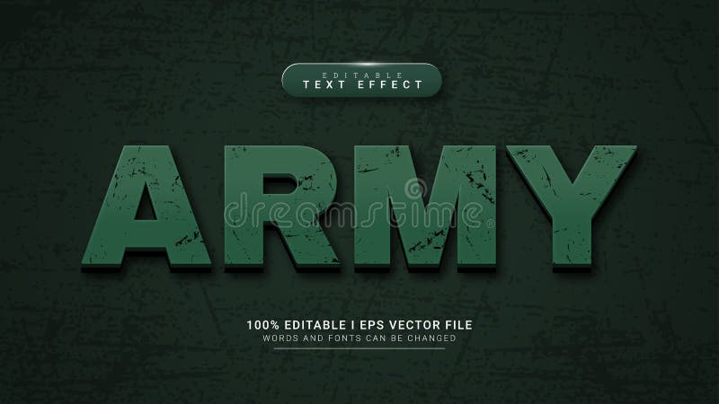 Army 3d Text Style Effect Template Stock Vector - Illustration of ...