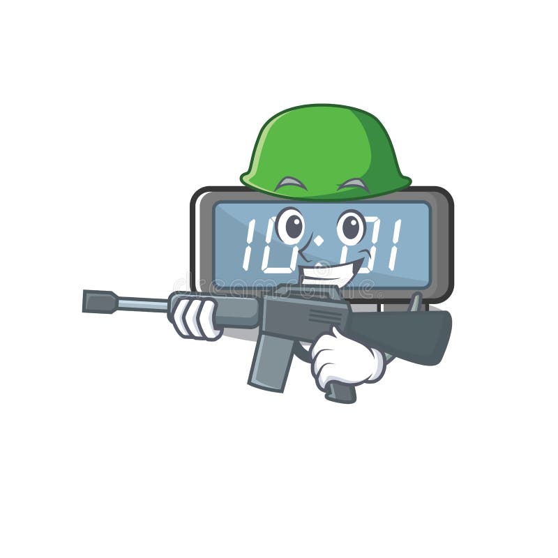 Army Digital Clock Isolated in the Mascot Stock Vector - Illustration ...