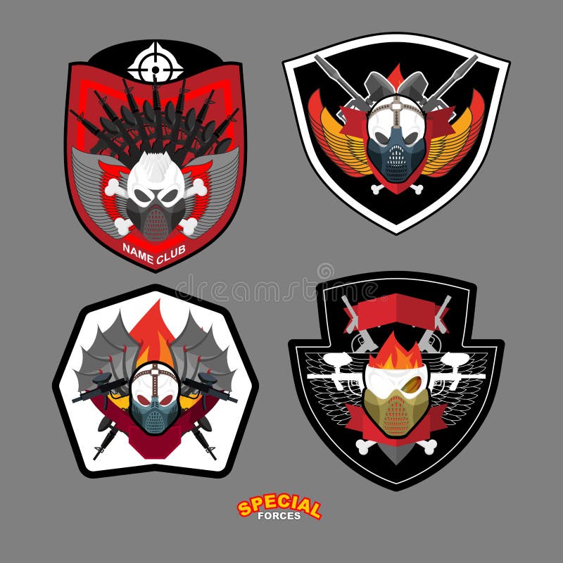 Army Emblem Set. Special Forces Patch with Skull and Guns Stock Vector ...