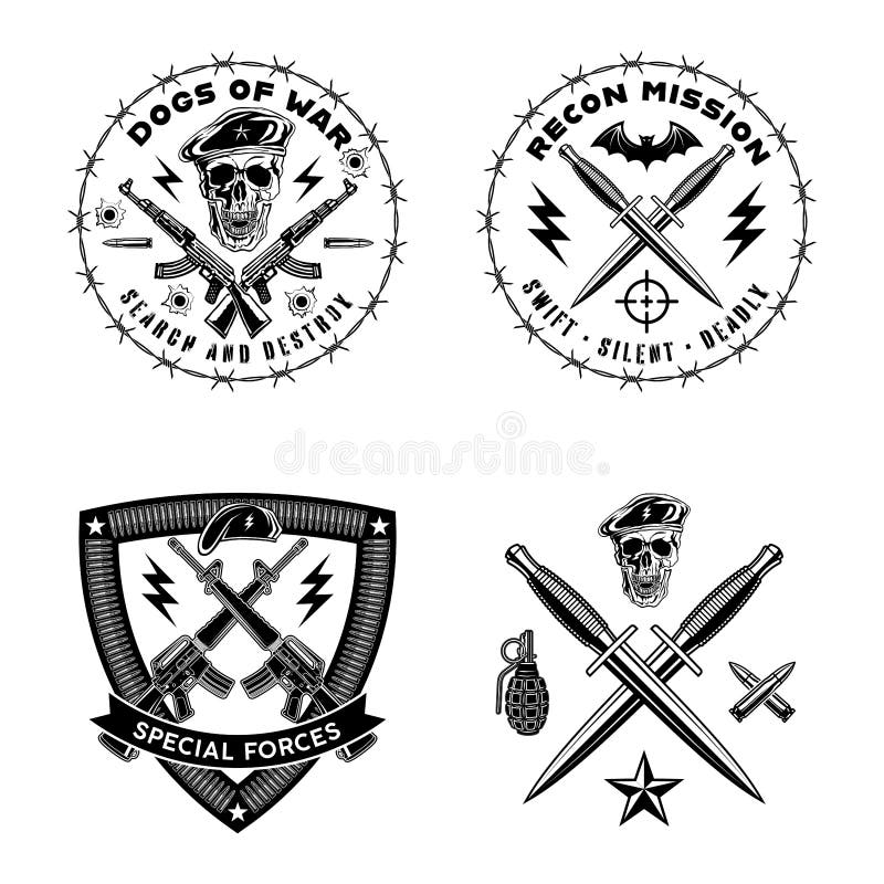 Army emblems set stock vector. Illustration of star - 203074362