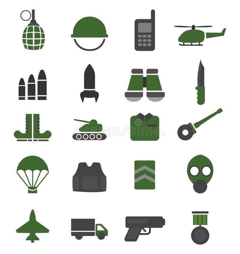 Army equipment, icon stock vector. Illustration of black - 259784905