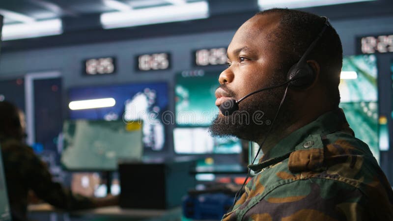 Army Expert Providing Intel for Troops in Base of Operations Stock ...