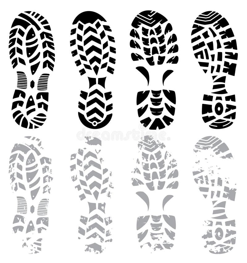 Set of Logos with Footprints of Shoes. Isolated Vector Objects on White ...
