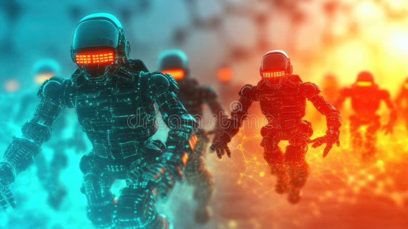 Futuristic Robot Army AI Technology Sci Fi Stock Illustration ...
