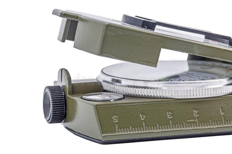 Army Green Compass Isolation on White. Stock Image - Image of army ...
