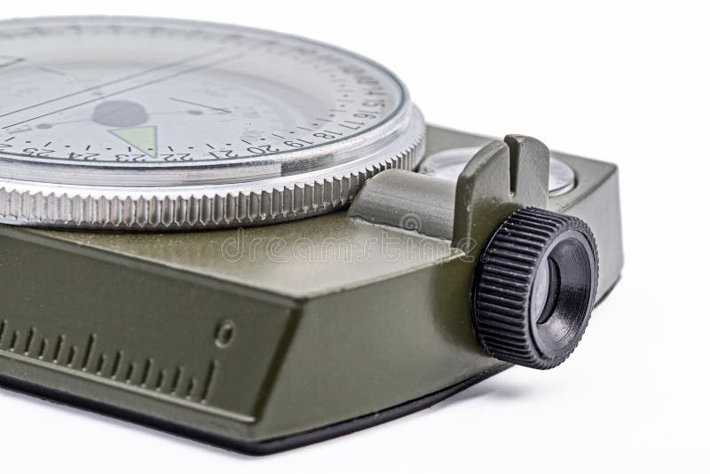 Army Green Magnetic Compass Isolation on White. Stock Photo - Image of ...