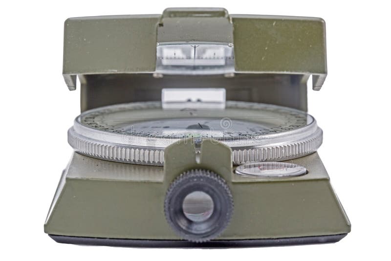 Army Green Magnetic Compass Isolation on White. Stock Photo - Image of ...