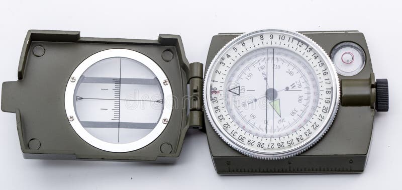 Army Green Magnetic Compass on White Stock Image - Image of equipment ...