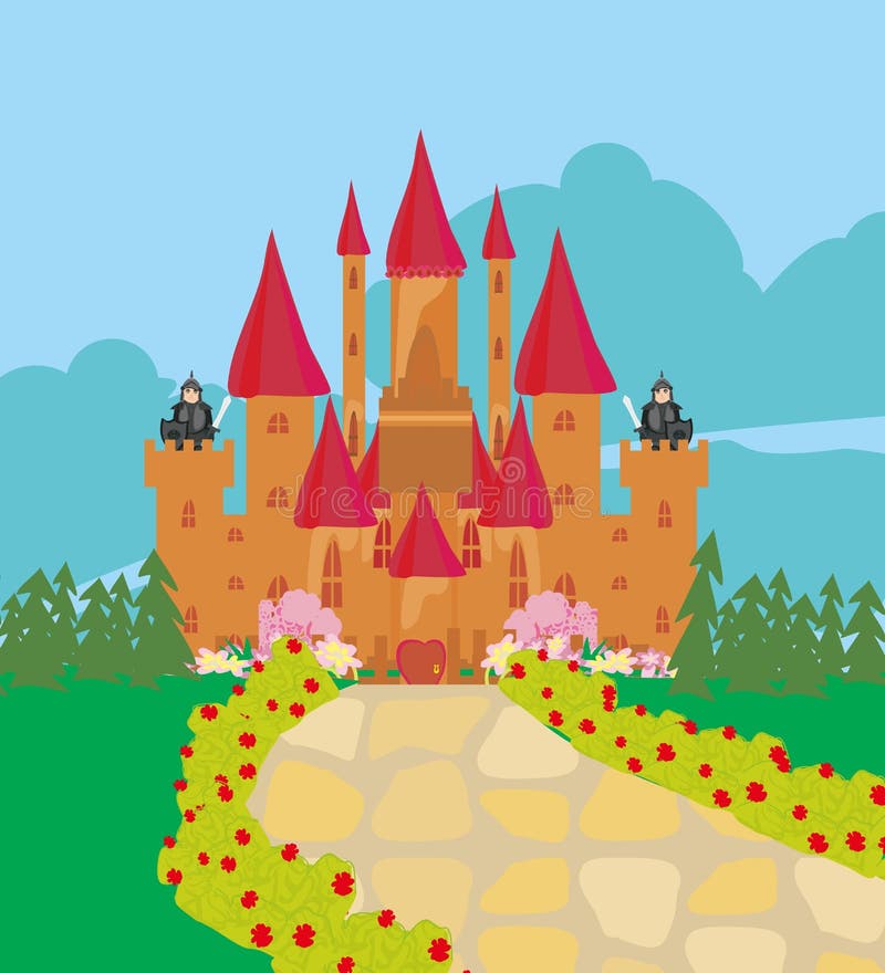 Army Guarding Castle on Top Wall Stock Vector - Illustration of royalty ...