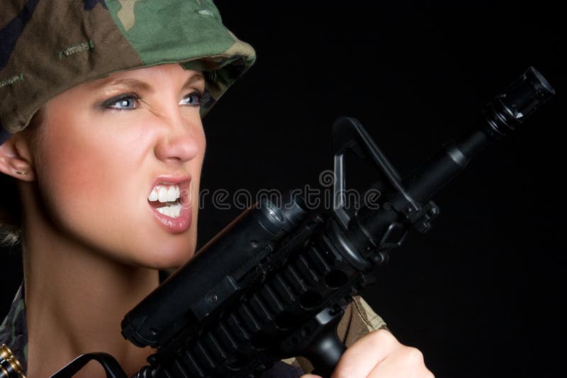 Army Gun Woman stock image. Image of girls, machine, beautiful - 11804015