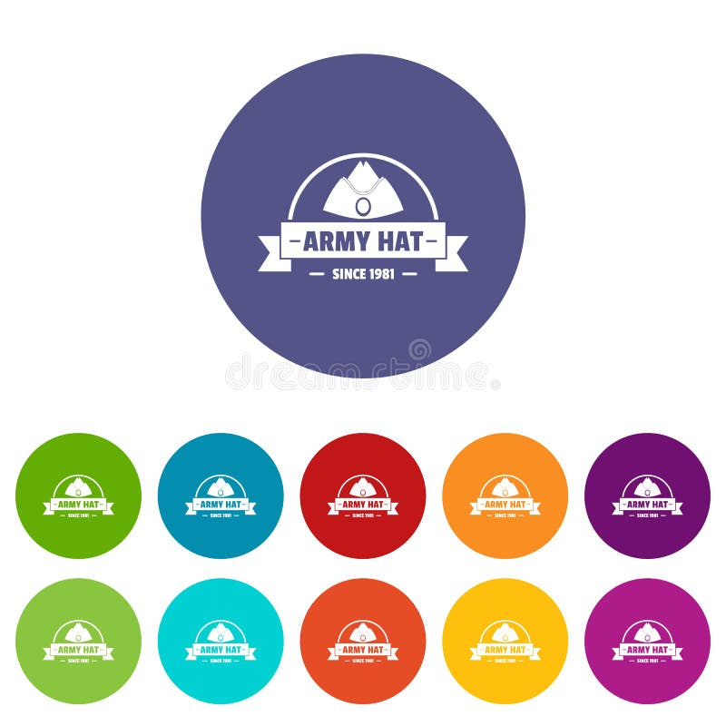 Army Hat Icons Set Vector Color Stock Vector - Illustration of ...