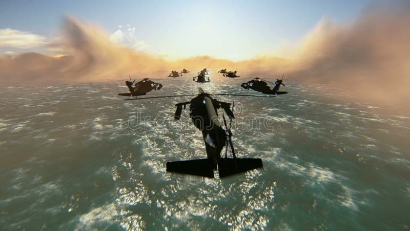 Flying Helicopters Against the Sunset Sky Stock Footage - Video of dusk ...