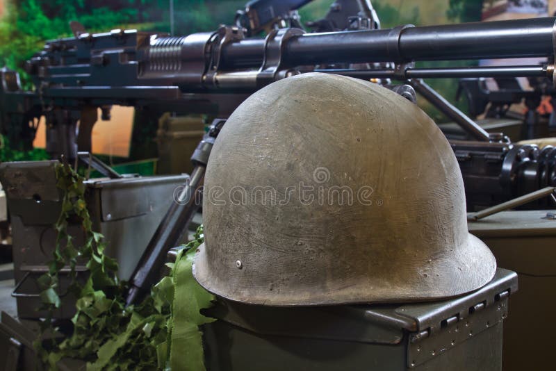 Army helmet and weapon stock photo. Image of green, case - 34115128