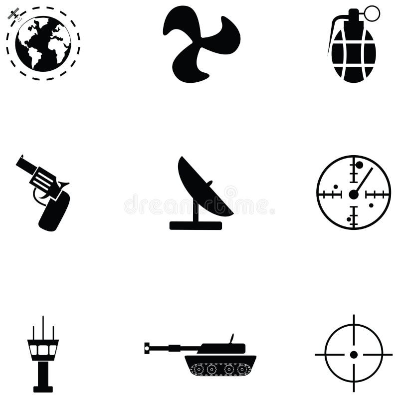 Army icon set stock vector. Illustration of radar, navy - 138410523