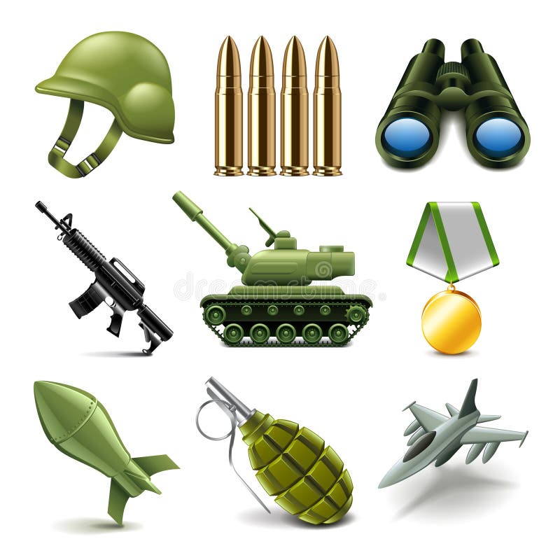 Army and military icons stock vector. Illustration of cartridge - 30927678