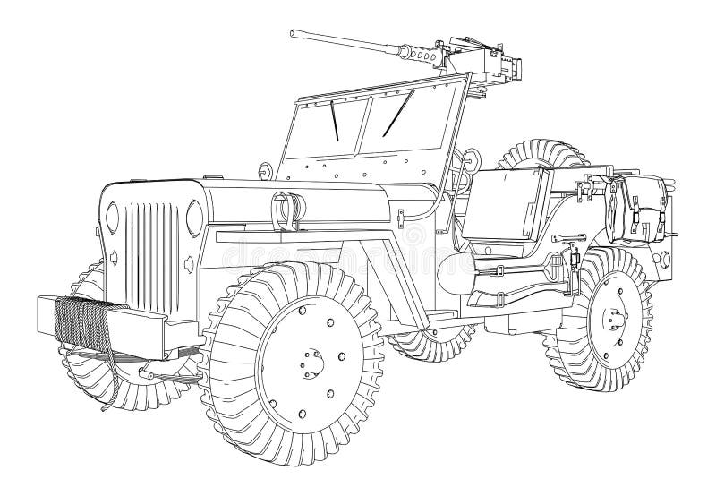 World war two army jeep. stock vector. Illustration of fourwheel - 36037708