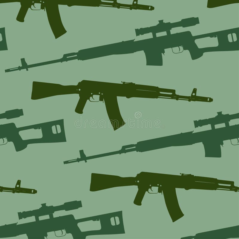 Army Kalashnikov AK, SVD Sniper Rifle Camouflage Pattern. Stock Vector ...