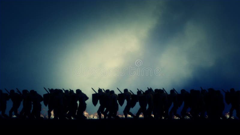 Army of Knights Marching in Battle Field Stock Video - Video of helmets ...