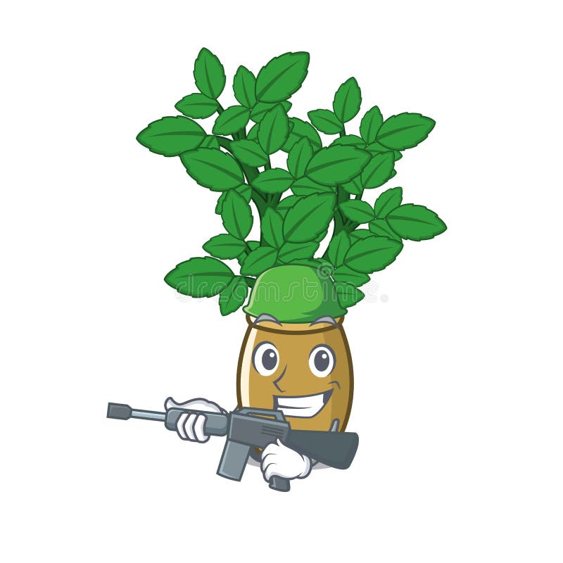 Army Lemon Balm Isolated in the Character Stock Vector - Illustration ...