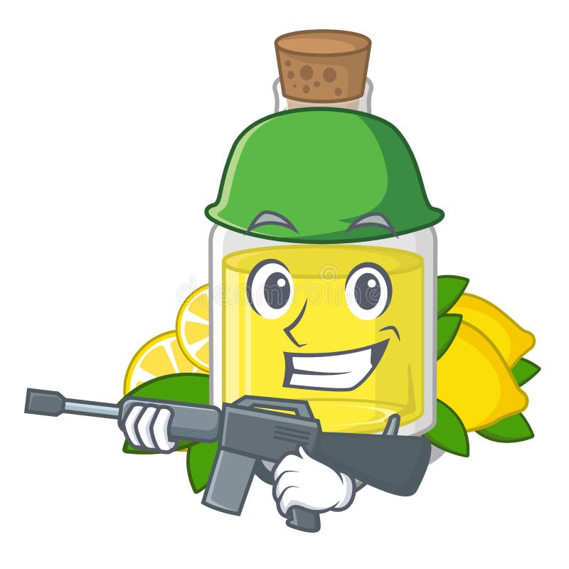 Army Lemon Oil in the Mascot Shape Stock Vector - Illustration of lemon ...