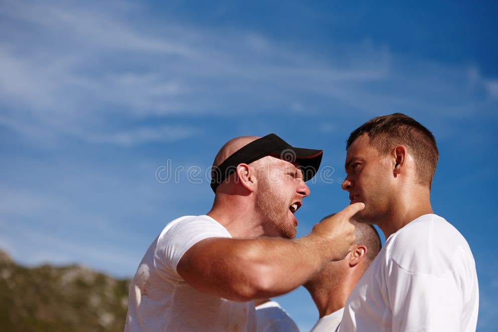 Army Men, Drill Sergeant and Training at Bootcamp with Pointing or ...