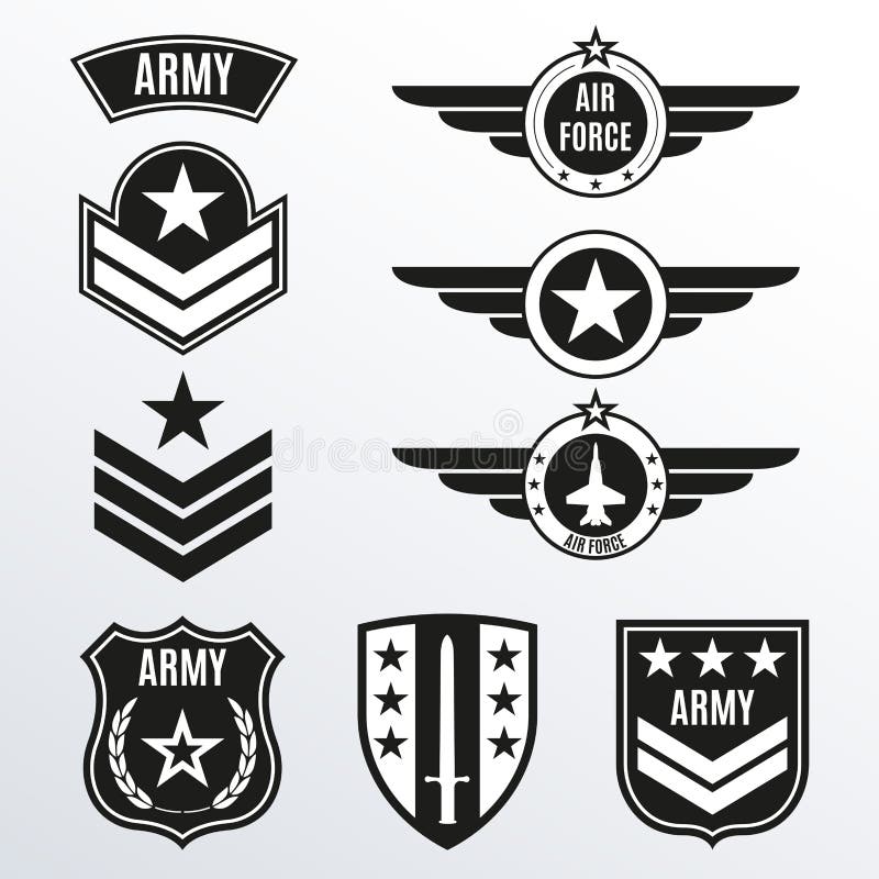 Army and Military Badge Set. Shields with Army Emblem. Vector ...