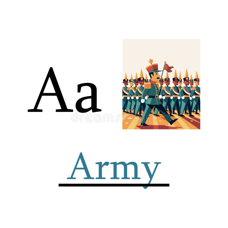 A for Army Phonic Songs Education for Kids Stock Illustration ...