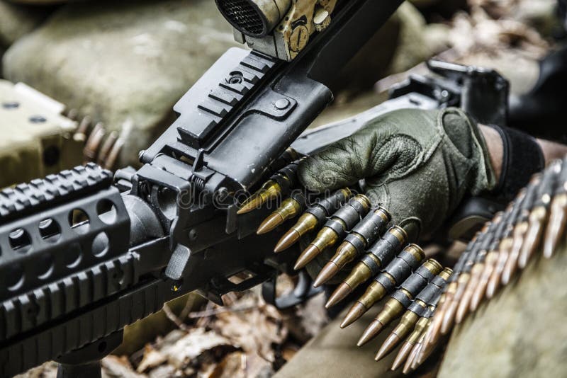 Army ranger machine gunner stock photo. Image of commando - 79929722