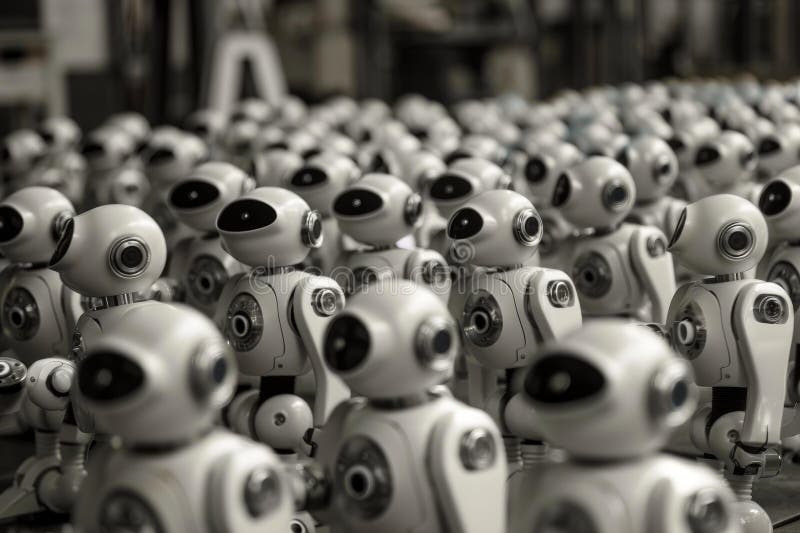 Army of Robots Standing in a Row Stock Photo - Image of robots, robot ...
