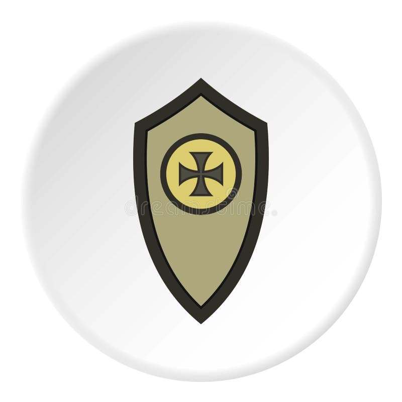 Army Shield with Cross Icon, Flat Style Stock Illustration ...