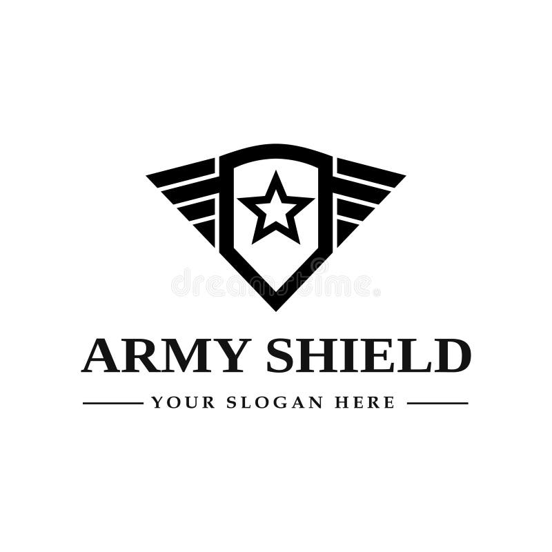 Army Shield Vector Template Logo. High Quality Design with Wing or Star ...