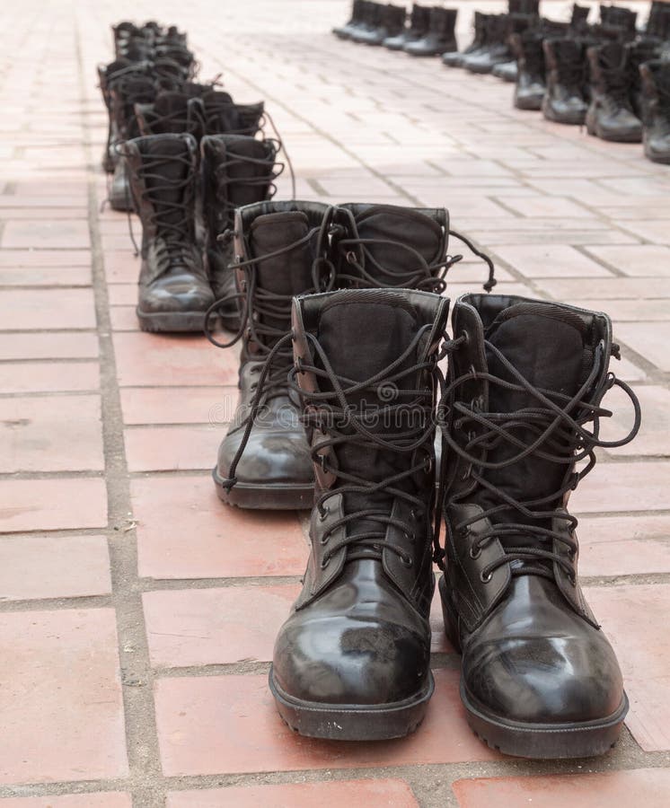 Army shoes row stock image. Image of pavement, military - 57723921